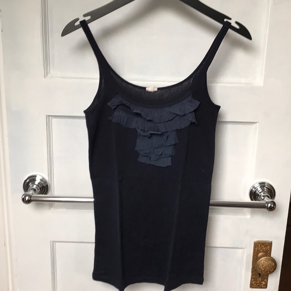 J. Crew | Tops | Jcrew Navy Ruffled Front Tank Top S | Poshmark